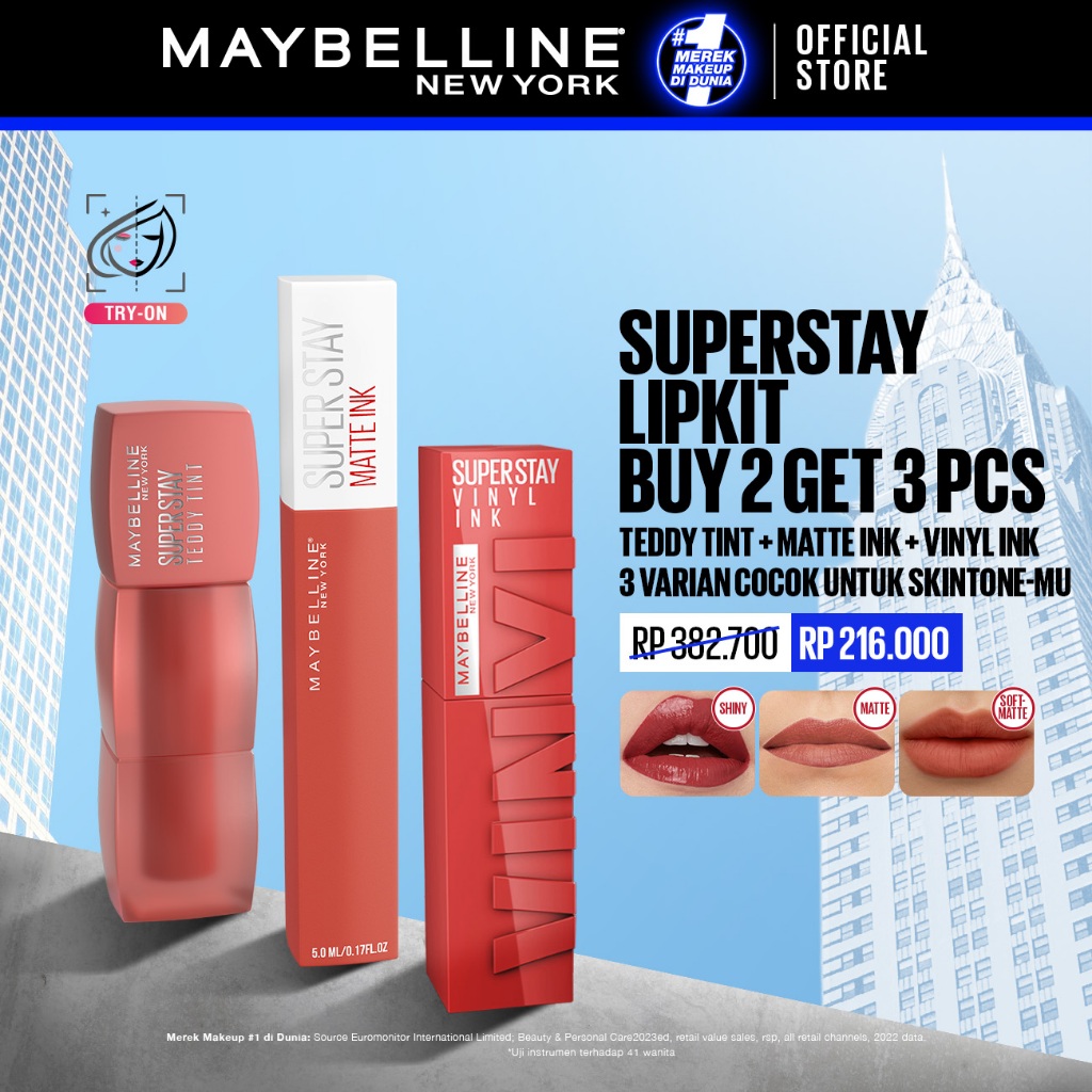Jual MAYBELLINE OFFICIAL Superstay Lip Bundle Superstay Matte Ink + Superstay Vinyl Ink ...