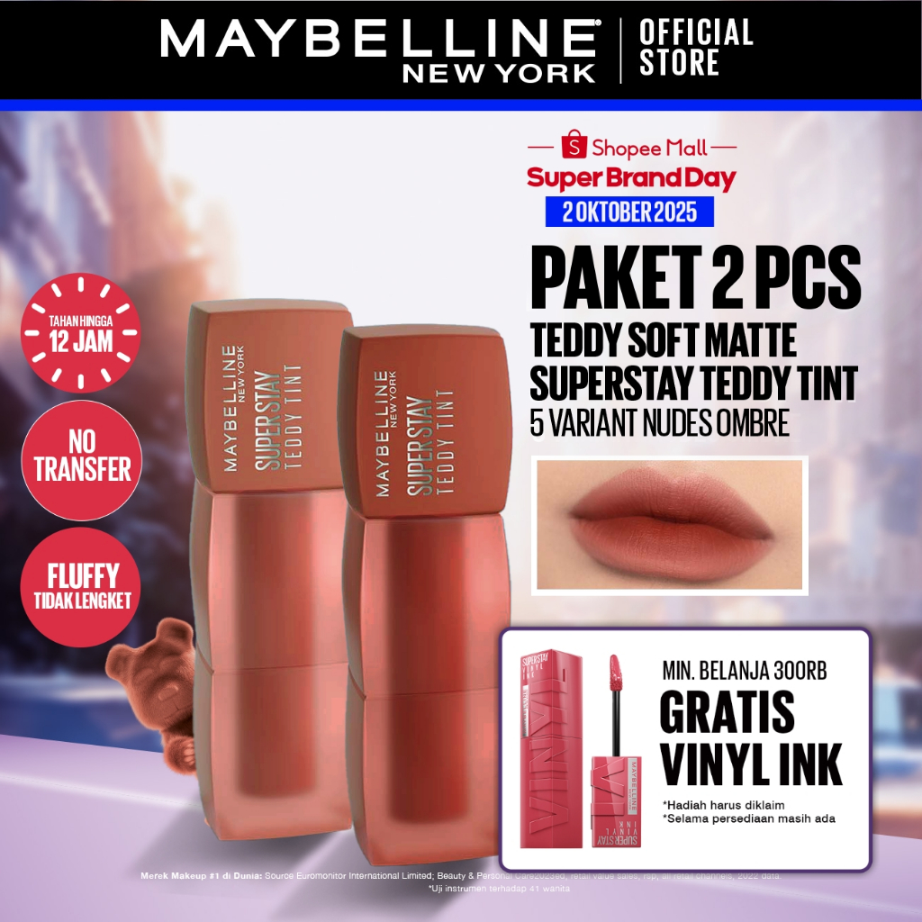 Jual MAYBELLINE OFFICIAL Paket Ombre Superstay Teddy Tint Nudes 2 pcs ...