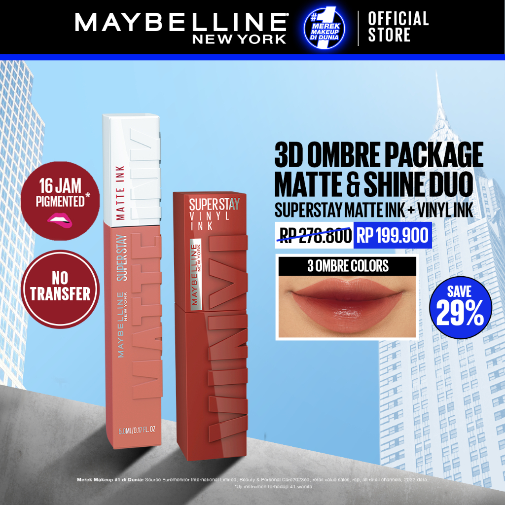 Jual MAYBELLINE OFFICIAL 3D Ombre Lip Packages : Matte & Shine Duo ...
