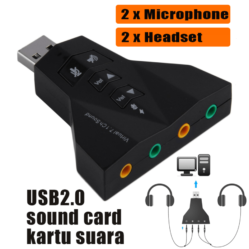 Jual SPOIL usb sound card 7.1 double - virtual soundcard 7.1 channel | Shopee Indonesia