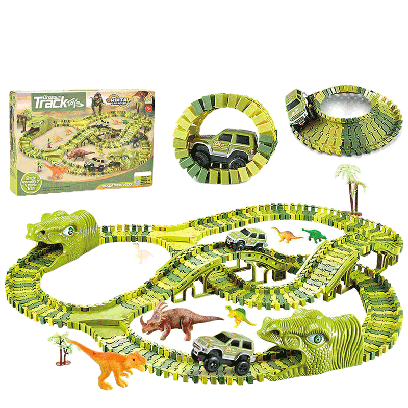 Jual JOJOTOY Dinosaurus Rel Mobil 240PCS Dino Rel Mobil Mainan ...