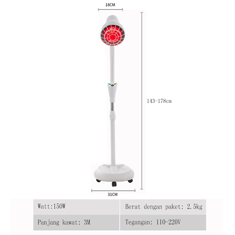 Jual ☑️Garansi&Hadiah☑️Lampu Terapi Fisioterapi Infrared 1Set 150W ...