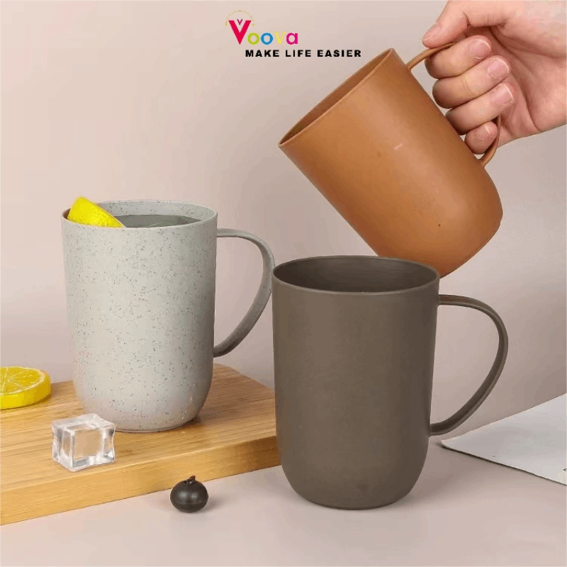 Jual VOOVA Cangkir Serat Pinus/Dengan Cup Pegangan/Cangkir Air/Mug Teh ...