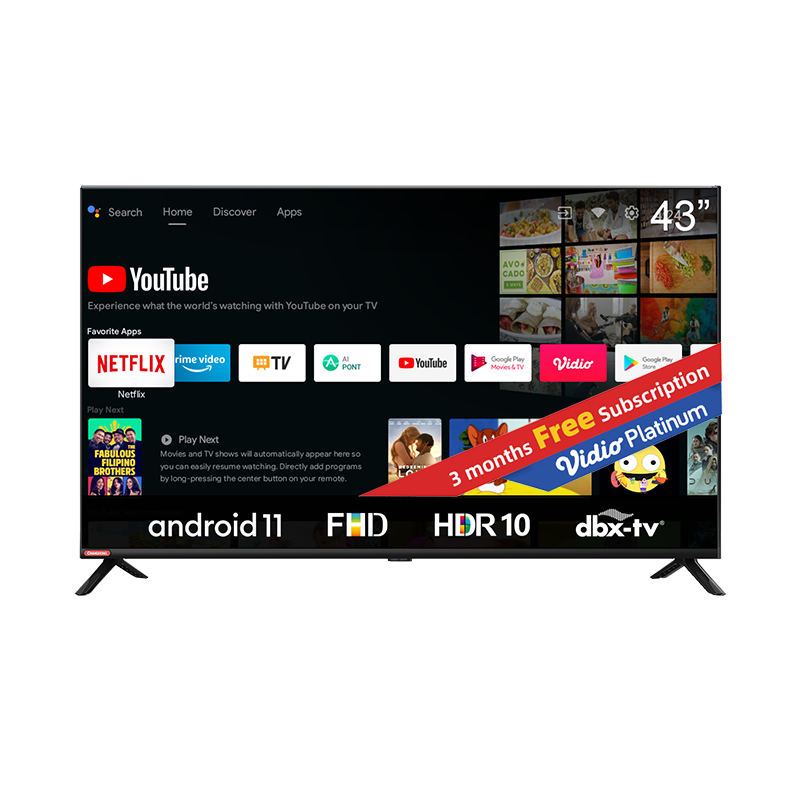 Jual Changhong 43 Inch L43G7N Android 11 Frameless Smart TV Digital LED TV FHD Netflix Youtube ...
