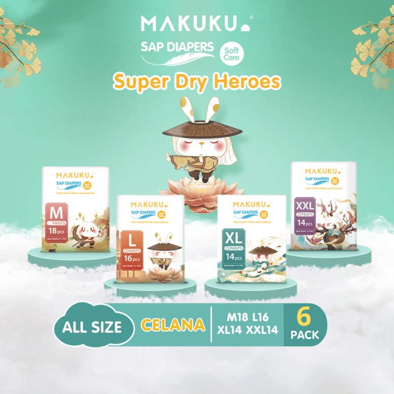 Jual [6 PACK] MAKUKU SAP Diapers Soft Care Pants Ukuran NB-S/M/L/XL/XXL ...