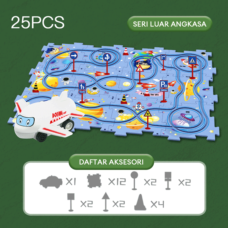 Jual DIY Puzzle Track Mainan Mobil Elektrik Trek Penyambungan Gratis ...