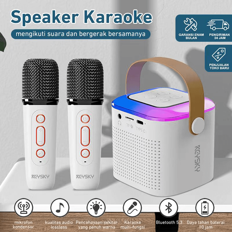 Jual Speaker bluetooth 2Mic 1 set karaoke speaker ktv Cute Wireless Lucu Portabel Luar Ruangan ...