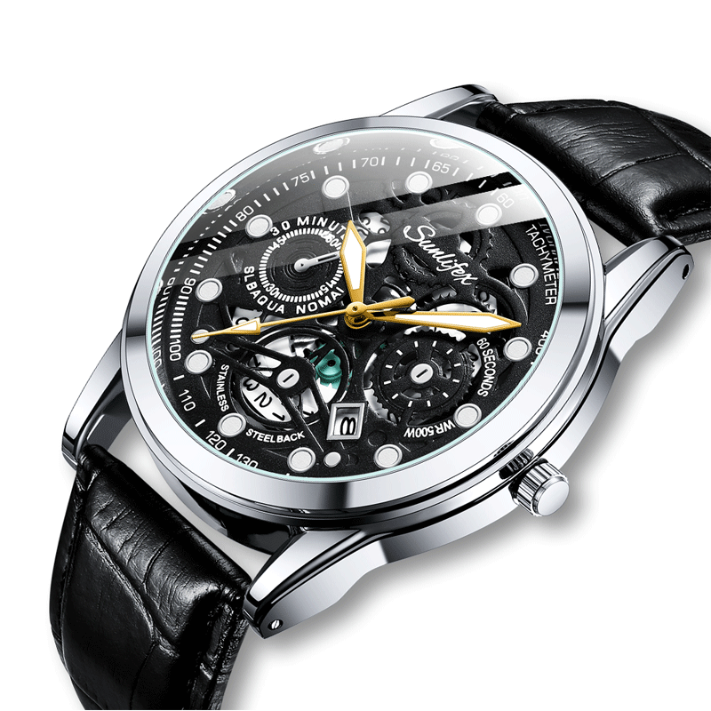 Jual Sunlifex Jam Tangan Pria Dial Berongga Anti Air Kuarsa Tali Kulit ...