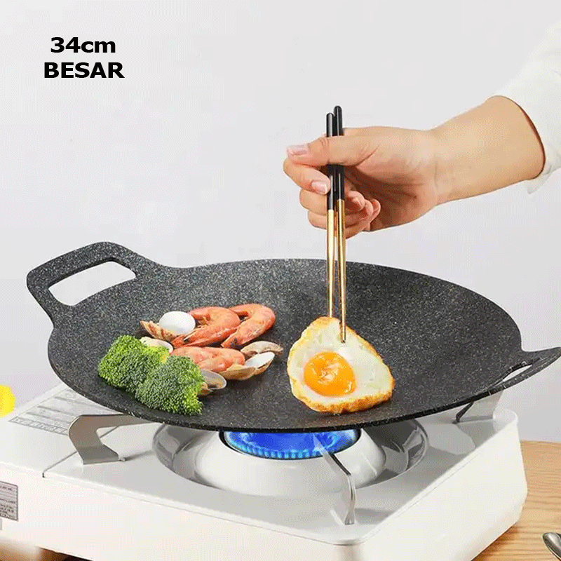 Jual Wajan Panggangan Grill Pan Korea Datar Anti Lengket Ukuran 34cm ...