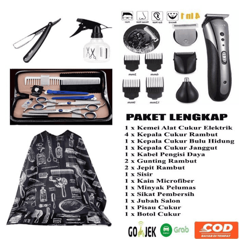 Jual [COD] Paket Alat Cukur Elektrik Gunting Rambut Gunting Sasak Set ...