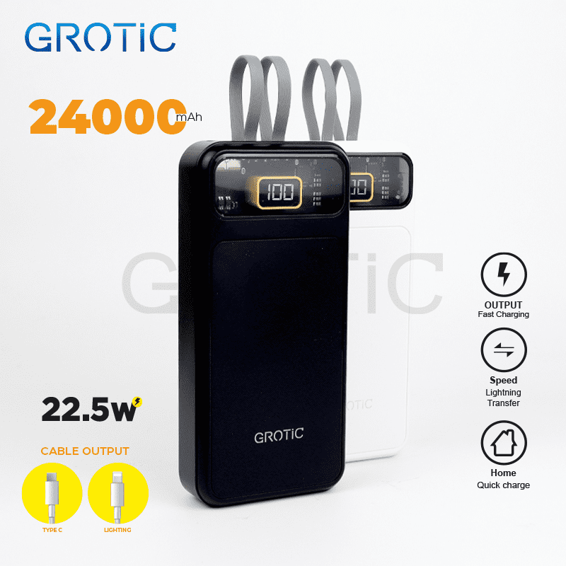 Jual GROTIC Powerbank Fast Charging 24000mAh With Dual Port Type C And ...