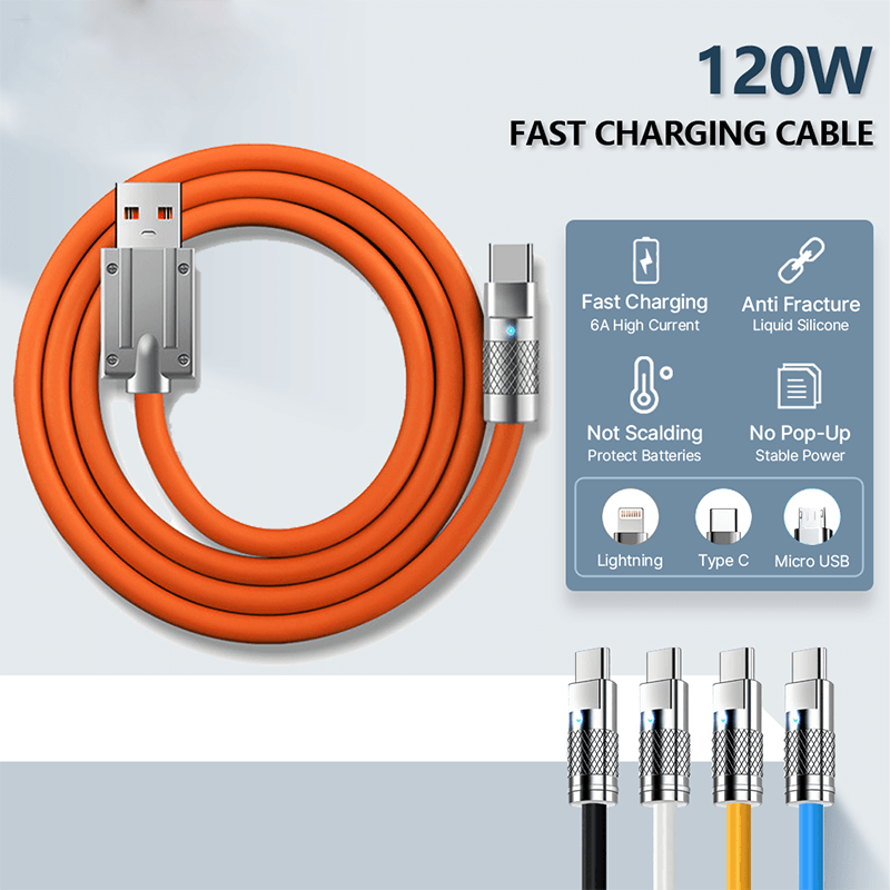 Jual SUIRGE 120W Fast Charging Cable Zinc Alloy Liquid Silicone USB Type C Lightning Micro USB ...
