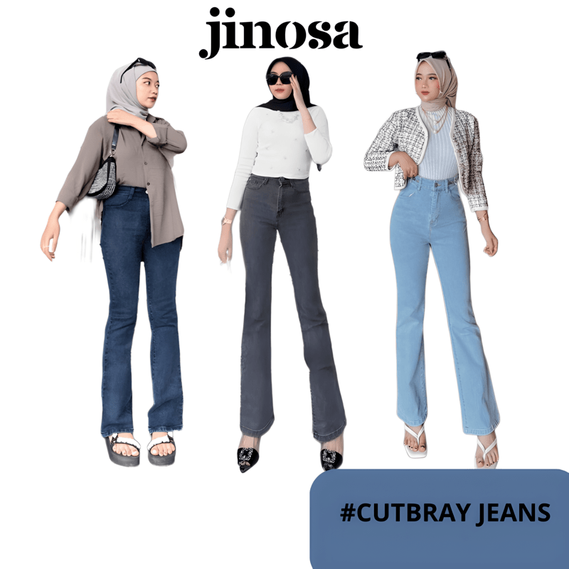 Jual High Waist Jeans Streach Wanita Cutbray || Korean Style Straight ...