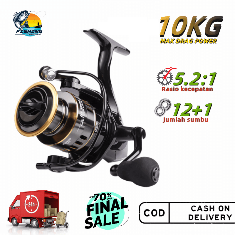 Jual ⭐Spot Indonesia⭐ COD fishing reel baitcaster fly black metal drum ...
