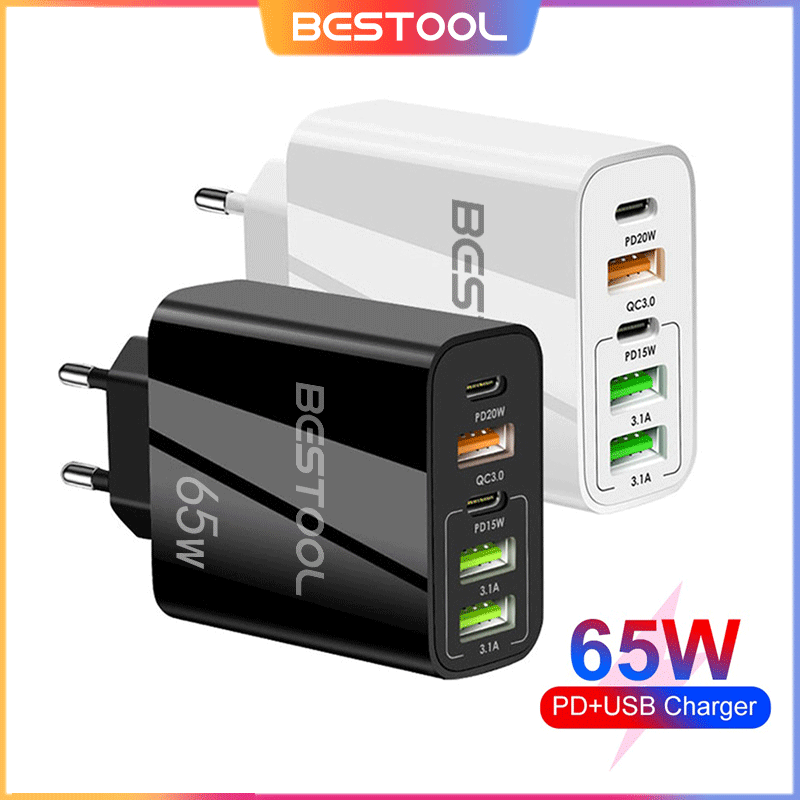 Jual BESTOOL 65W Adapter Charger USB Travel Charger Quick Charging Type ...