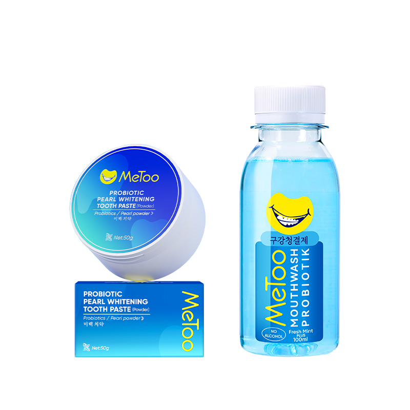 Jual MeToo Teeth Whitening Powder+ Fresh Mint Mouthwash 100ml/ Travel ...