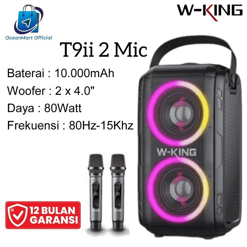 Jual Speaker Bluetooth Karaoke Party Box Portable Wireless WKING T9ii 2 ...