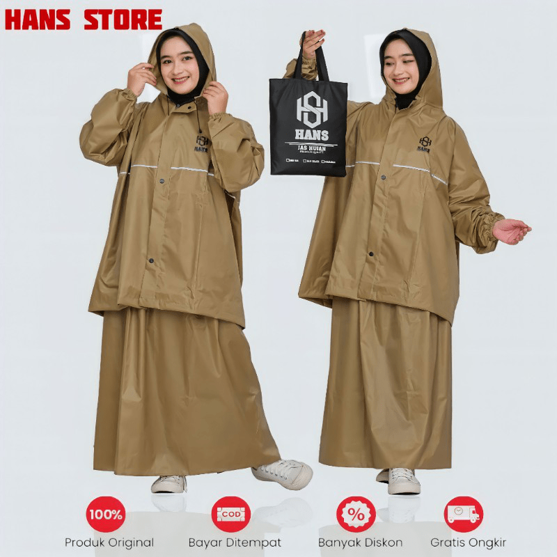 Jual Jas hujan wanita Rok Mantel hujan setelan baju dan rok dewasa bahan Tebal kuat lentur BY ...