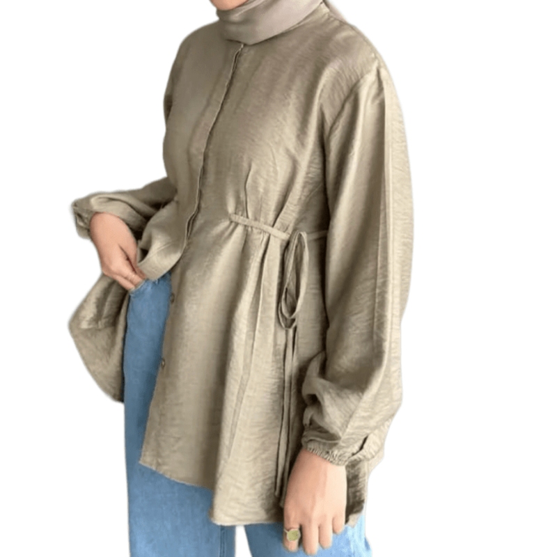 Jual ALESA Blouse Semi Tunik Polos Linen Premium | Shopee Indonesia