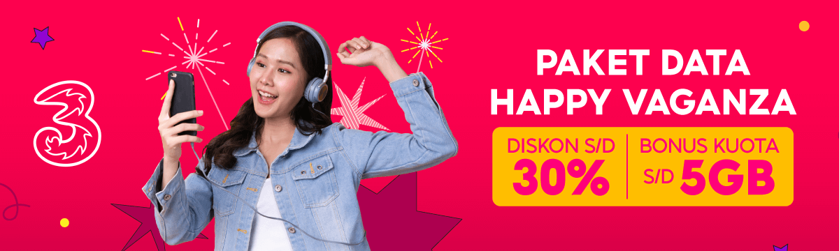 Beli Paket Data Tri Happy Vaganza, Nikmati Promonya di Shopee