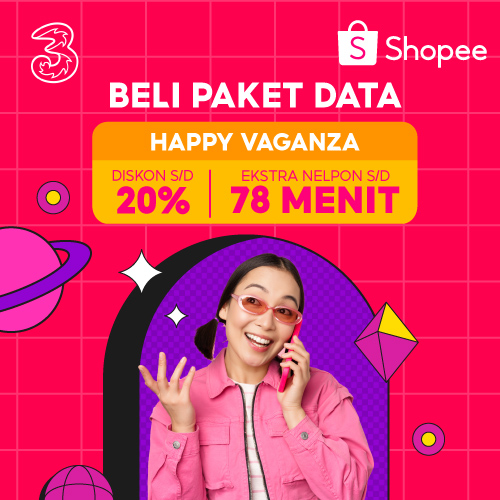 Beli Paket Data Tri Happy Vaganza, Nikmati Promonya di Shopee