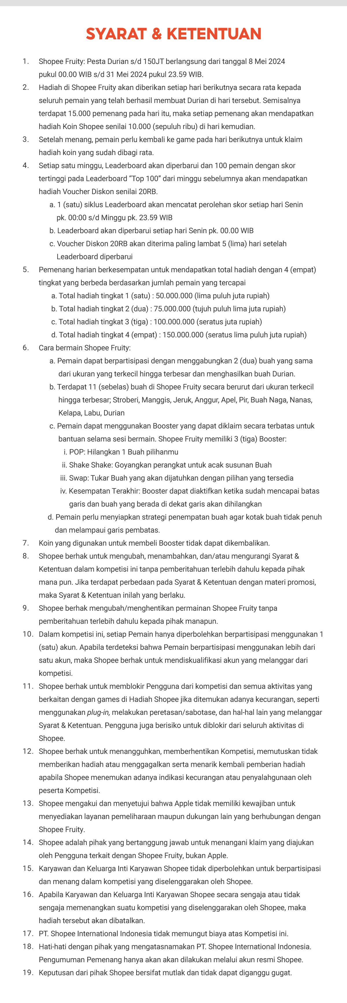 Main Shopee Fruity | Shopee Games