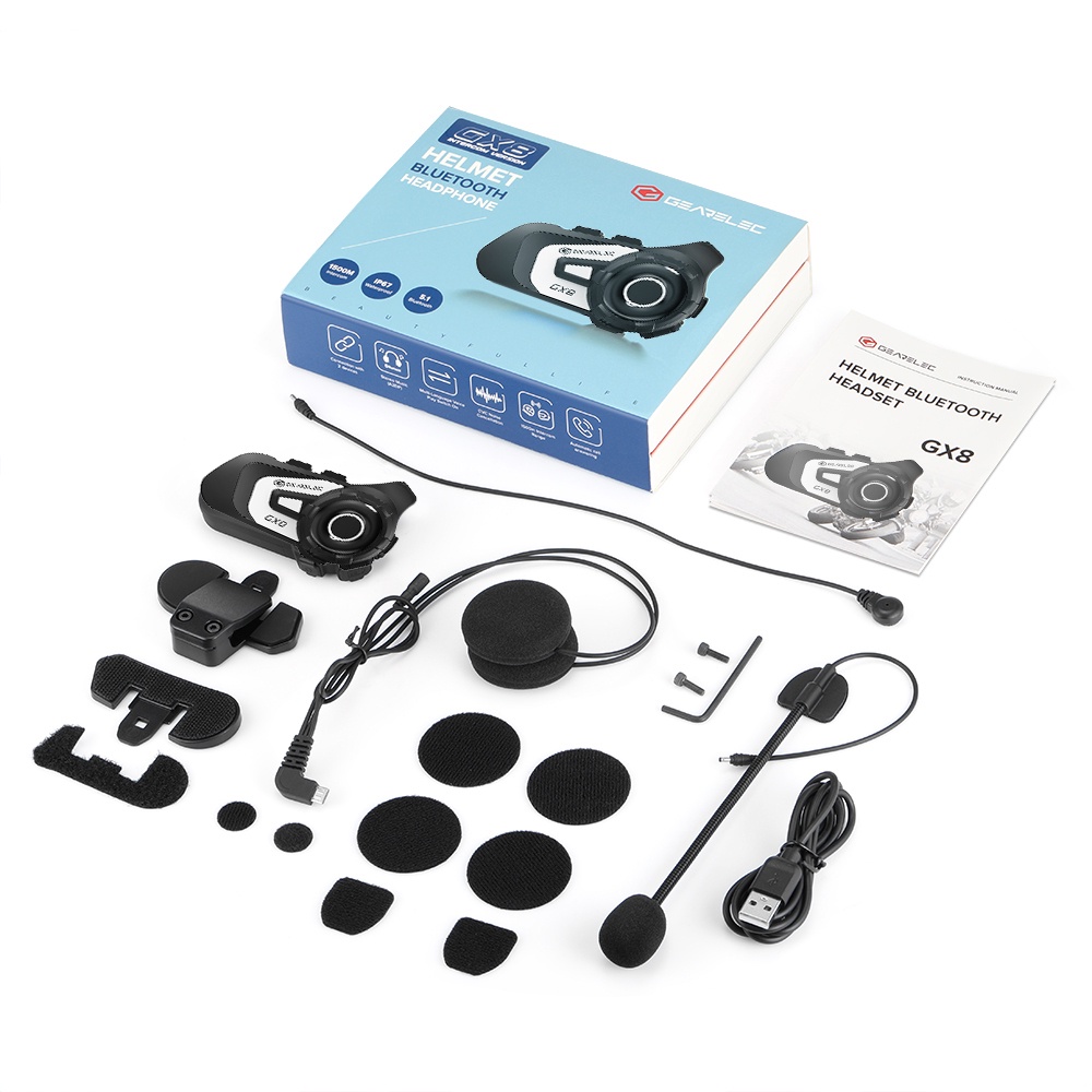 Jual Intercom GEARELEC GX8 Helm Sepeda Motor Bluetooth Intercom Headset ...