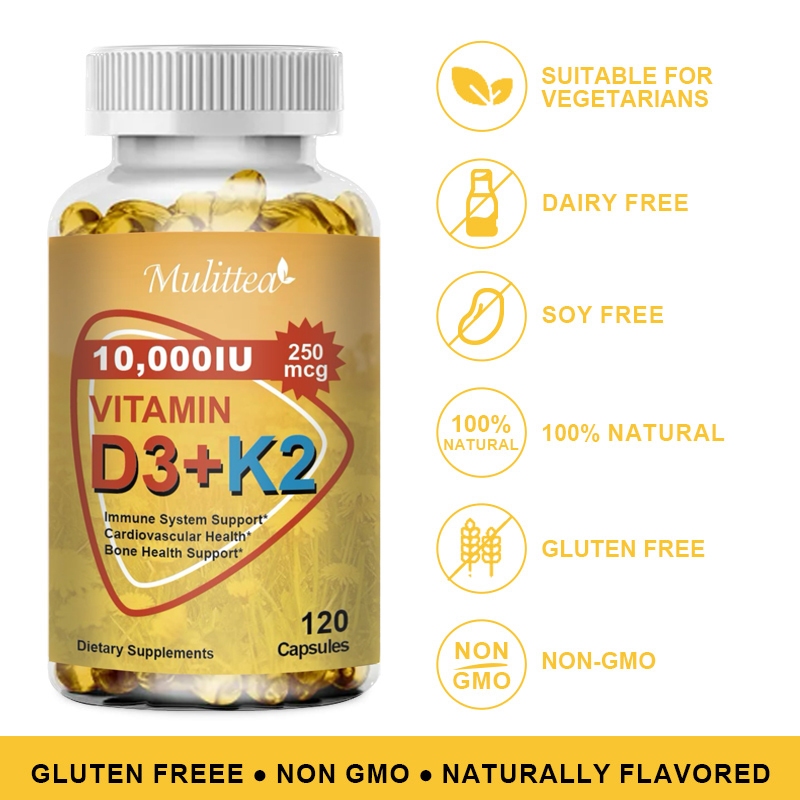 Jual Mulittea Vitamin D3 10000iu with 250mcg vitamin K2(mk7) Capsules ...