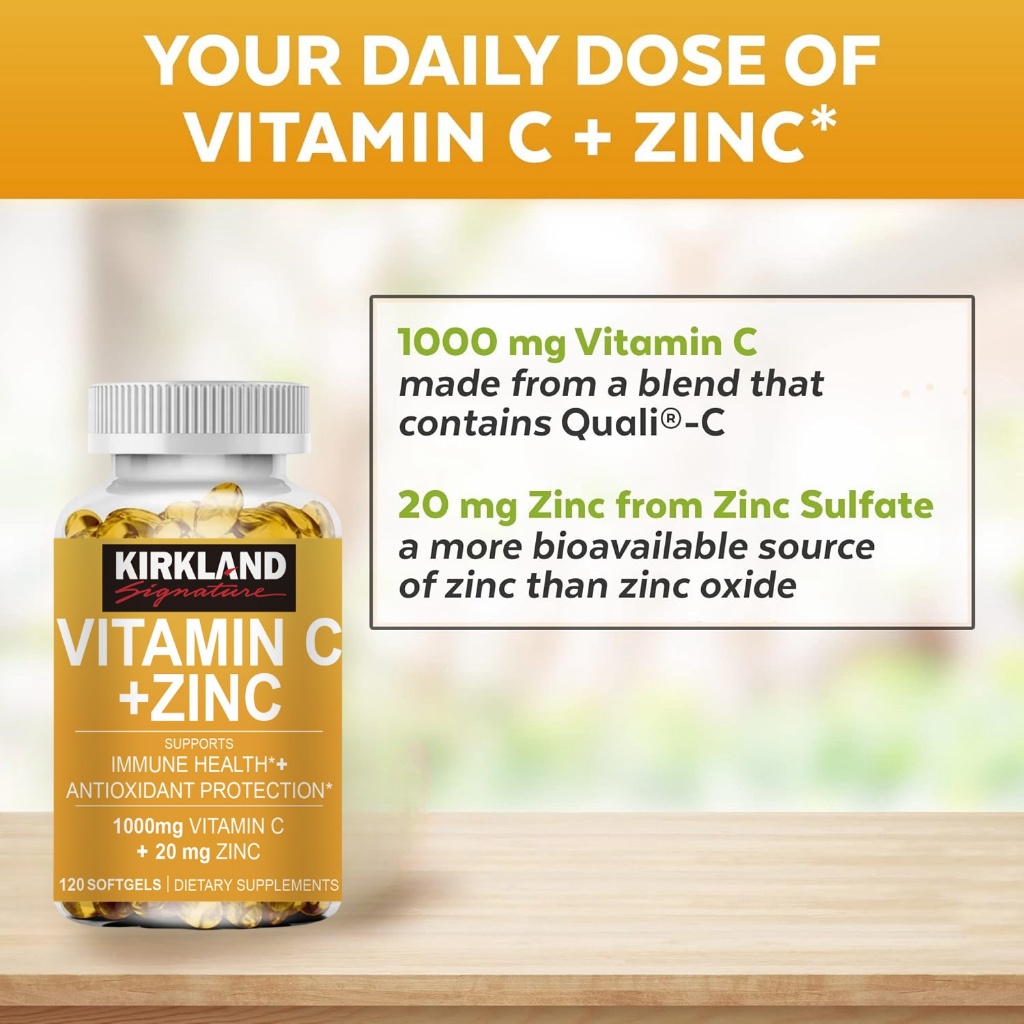 Jual Vitamin C and Zinc Capsules 1000 mg Vitamin C with Zinc 20 mg Antioxidant Supplements for ...