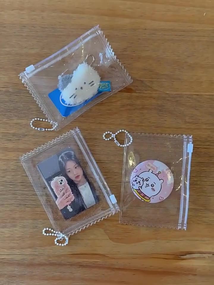 Jual SHINSDAY Ziplock Pouch Bening Transparan Glitter Keychain ...