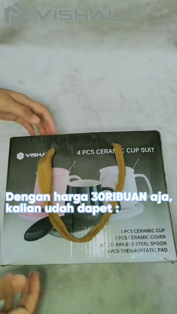Jual VISHAL Mug Cangkir Elektrik Set Keramik - 55 Derajat Penghangat ...