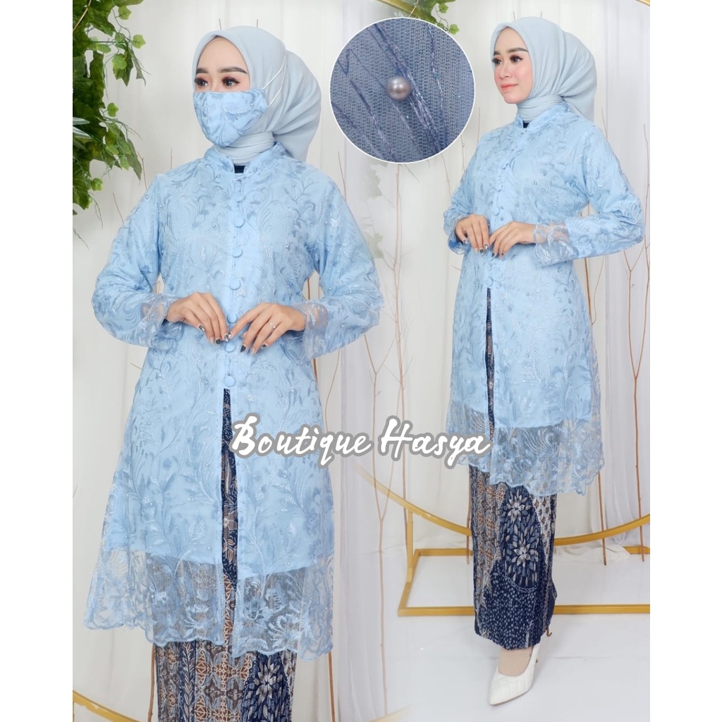 Jual One Set Kebaya Tunik Kancing Depan Tunik Brokat kebaya Modern ...
