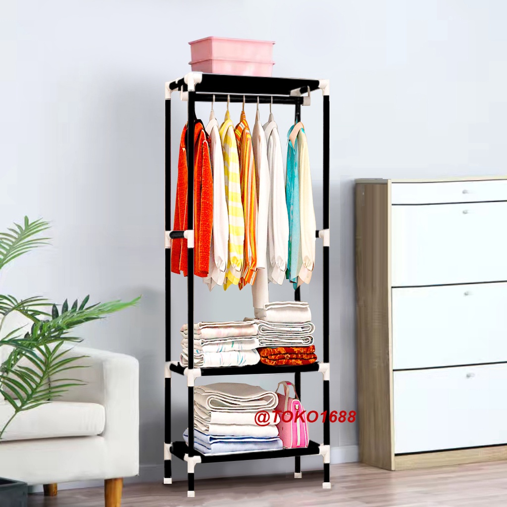 Jual Rak gantungan baju kotak stand hanger lemari baju | Shopee Indonesia