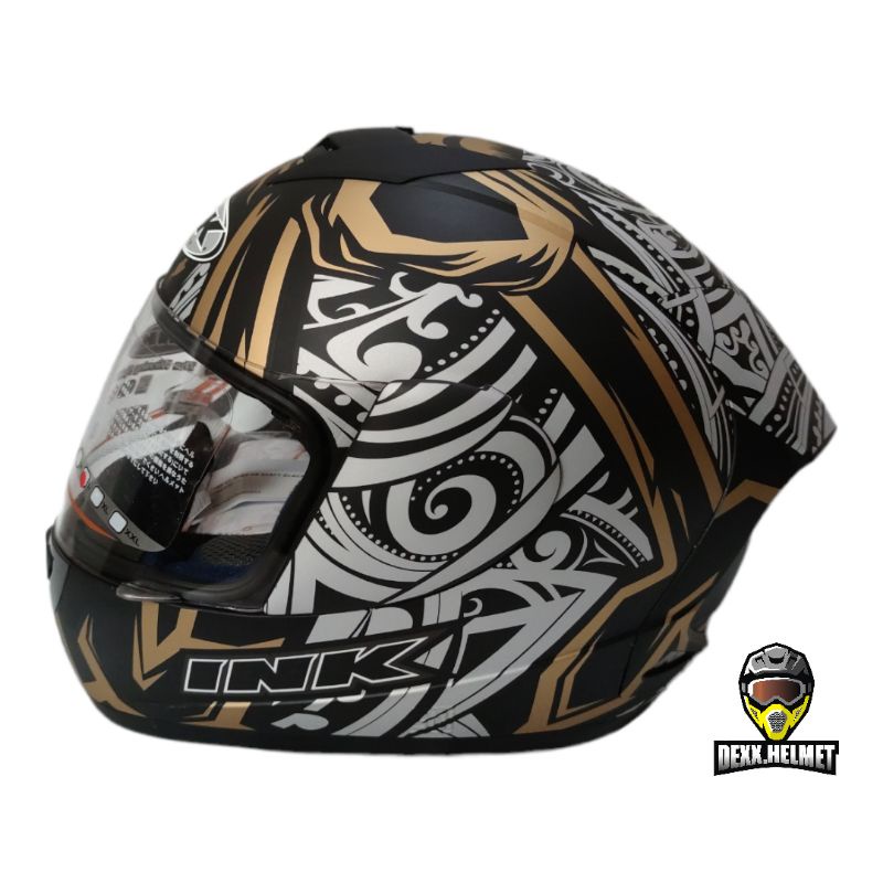 Jual Helm INK CL MAX #8 Black Gold Original Full Face | Shopee Indonesia