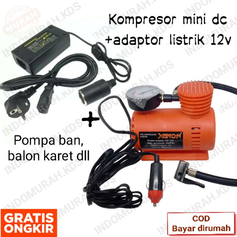 Jual paket compressor Mini Power Listrik 300psi orange / Kompresor Mini ...