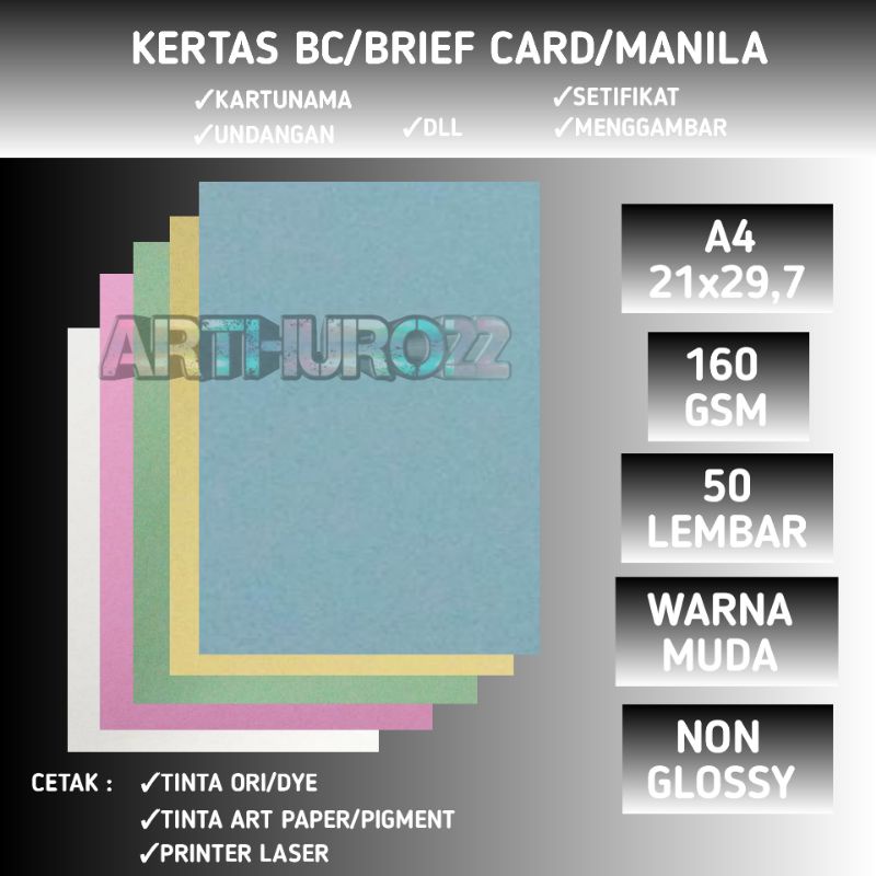 Jual Kertas bc/brief card/manila 160 gsm A4 isi 50 lembar | Shopee ...