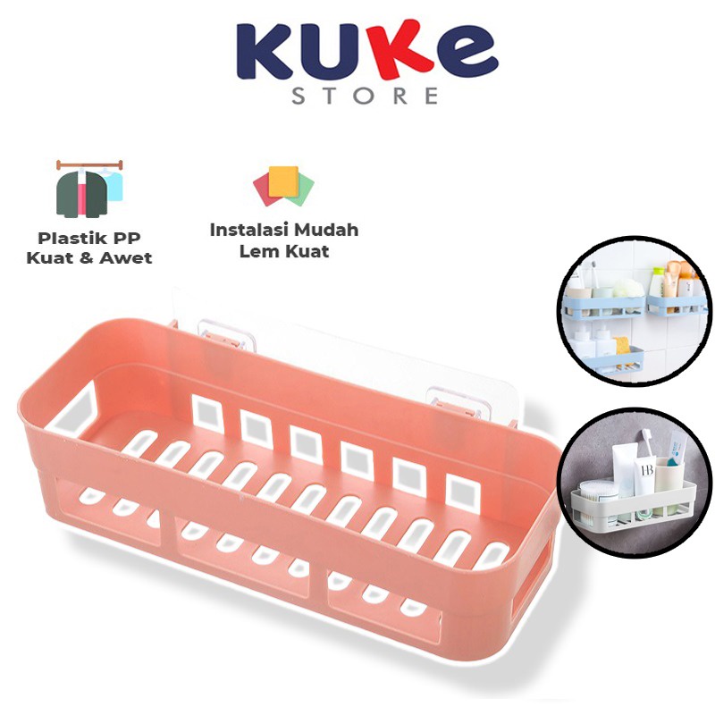 Jual KUKE Rak Gantung Tempel Dinding Kamar Mandi / Rack Plastik Tanpa ...