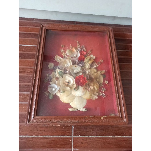 Jual Pajangan Dinding Lukisan Bunga Kerang antik Vintage jadul Tinggi ...