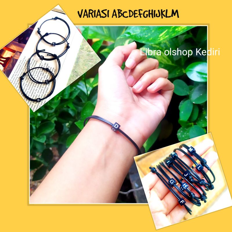 Jual A - M kotak hitam Gelang inisial huruf | Shopee Indonesia