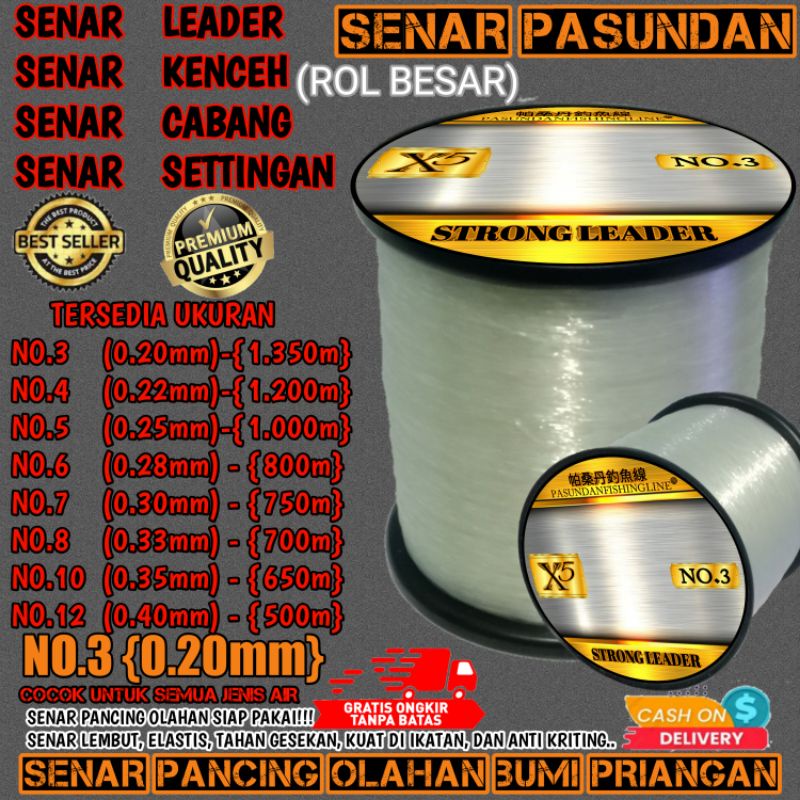 Jual PASUNDAN FISHING LINE ROL BESAR, SENAR KENCEH,SENAR LEADER,SENAR ...