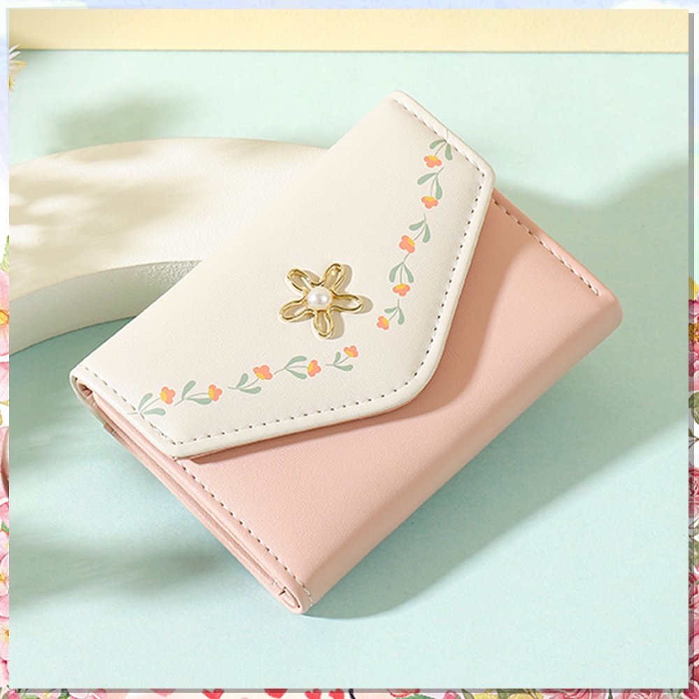 Jual Dompet Lipat Wanita Kulit Lucu Pink Slot Kartu Mini Kecil Uang ...