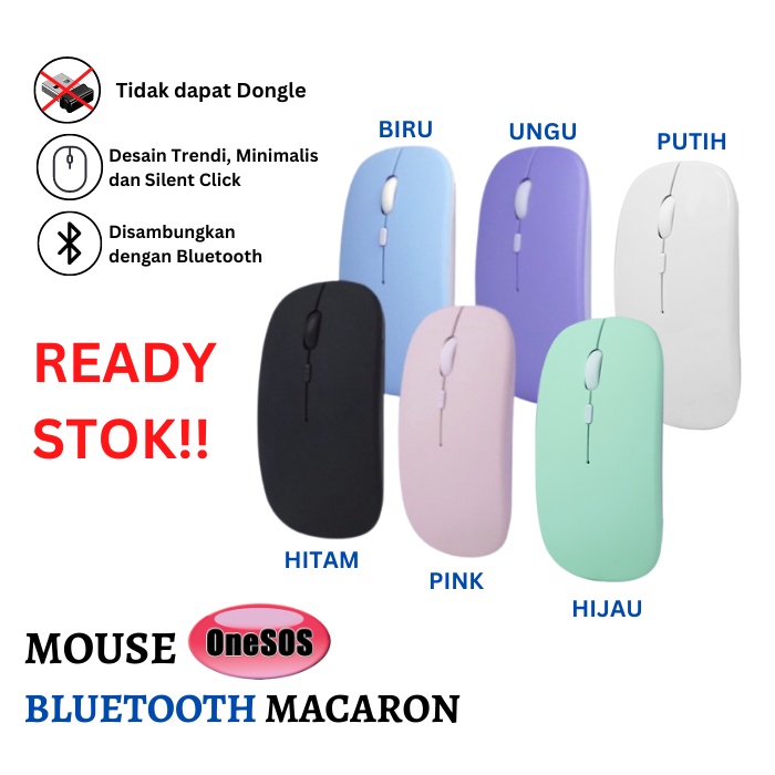 Jual Mouse Bluetooth Wireless Silent Klik Desain Slim Warna Macaron Soft Shopee Indonesia