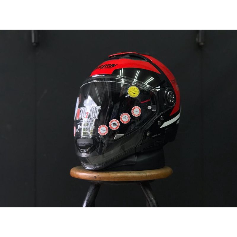 Jual Helm Motor Full Face Nolan N702GT Glaring Glossy Black Red #047 ...