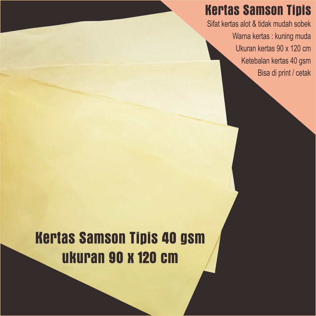 Jual ( 500 lembar ) Kertas Samson Tipis gramasi 40 gsm ukuran 90 x 120 ...