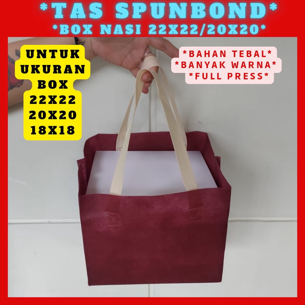 Jual Tas kotak nasi 22x22 20x20 / tas box nasi 22x22 20x20 / tas spunbond polos 22x22 20x20 ...