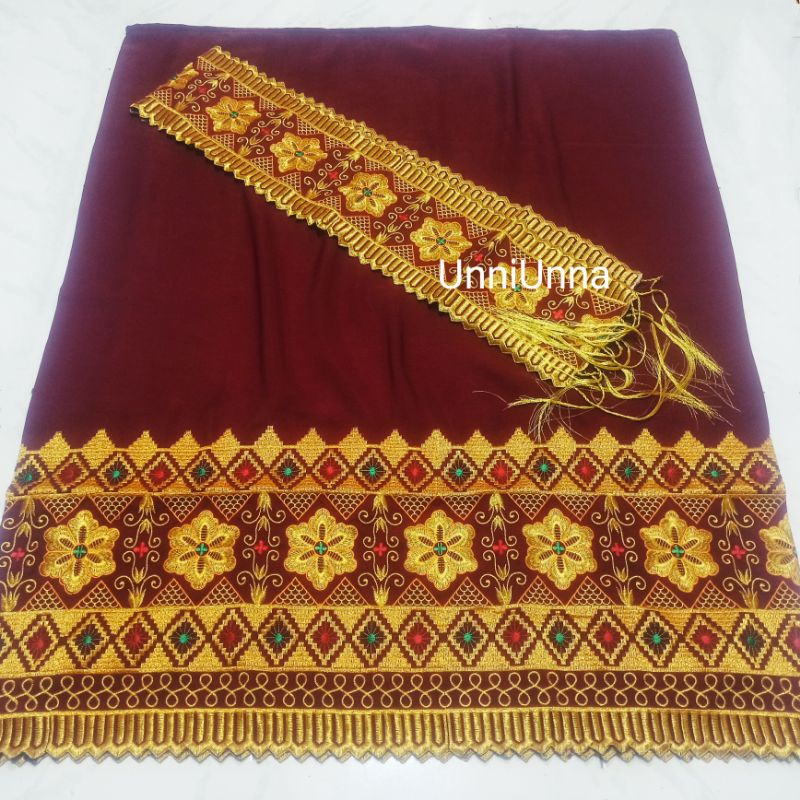 Jual Tapis Antik nan Cantik Bordir 1 Tingkat Kain Merah Marun Songket ...