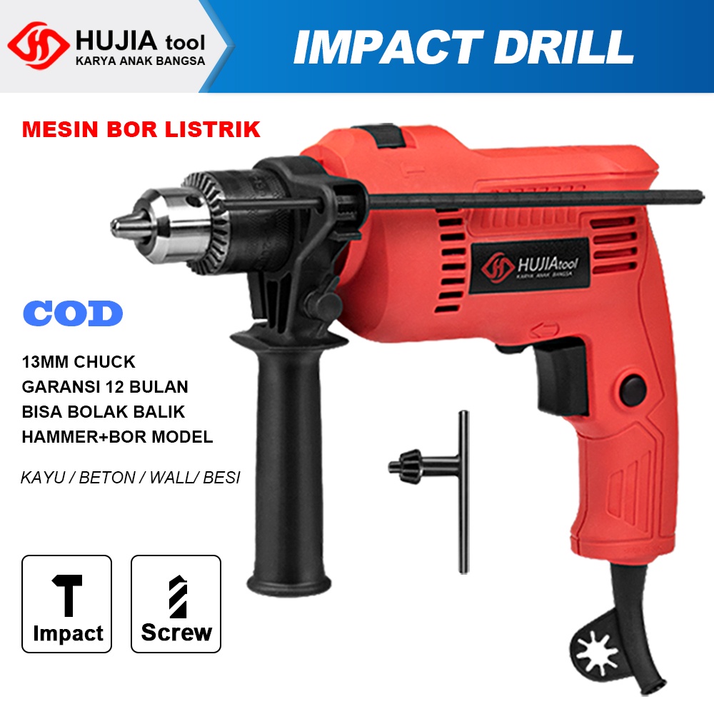 Jual HUJIA Promo Mesin Bor Impact 13MM Mesin Bor listrik bolak balik ...
