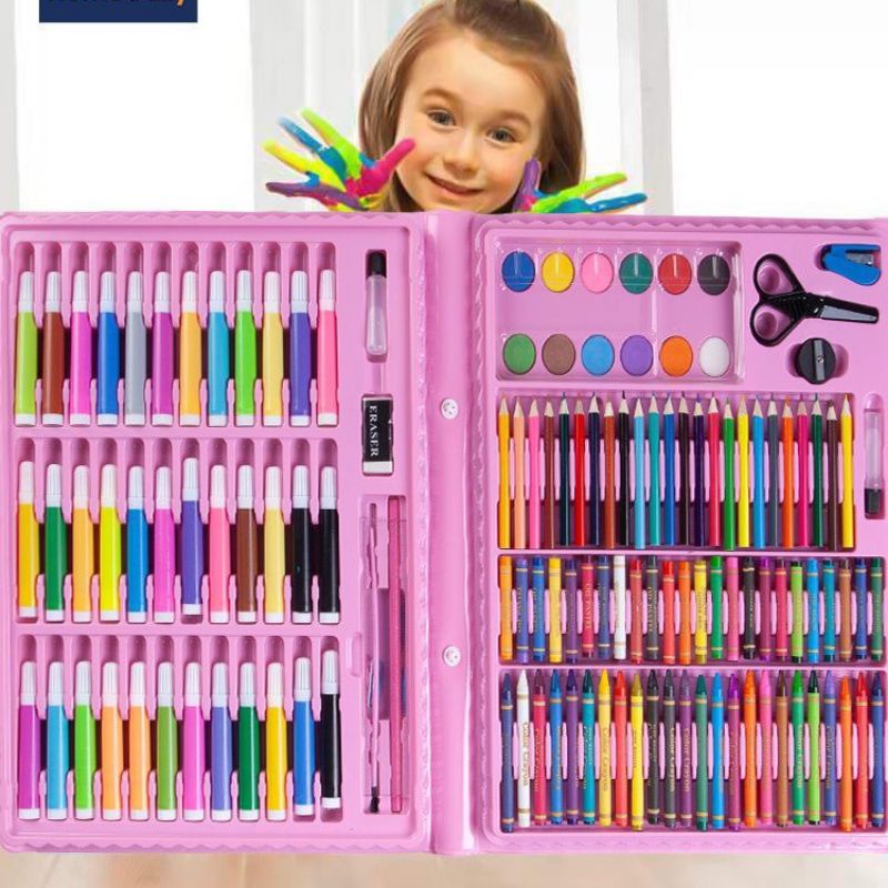 Jual crayon set anak 150 pcs krayon alat lukis mewarnai mega art ...