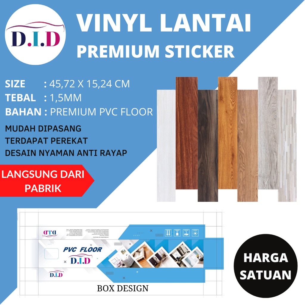 Jual DID - Vinyl Lantai Kayu (45 CM x 15.24 CM) Tebal 1,5 MM Vinyl Kayu ...