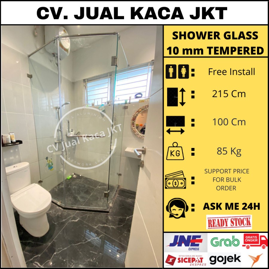 Jual Shower Glass Diagonal 10 mili Tempered Custom | Shopee Indonesia